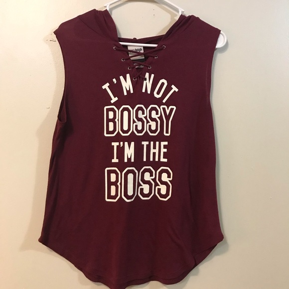 Jerry Leigh | Tops | Jerry Leigh Sleeveless Hoodie Maroon Boss | Poshmark